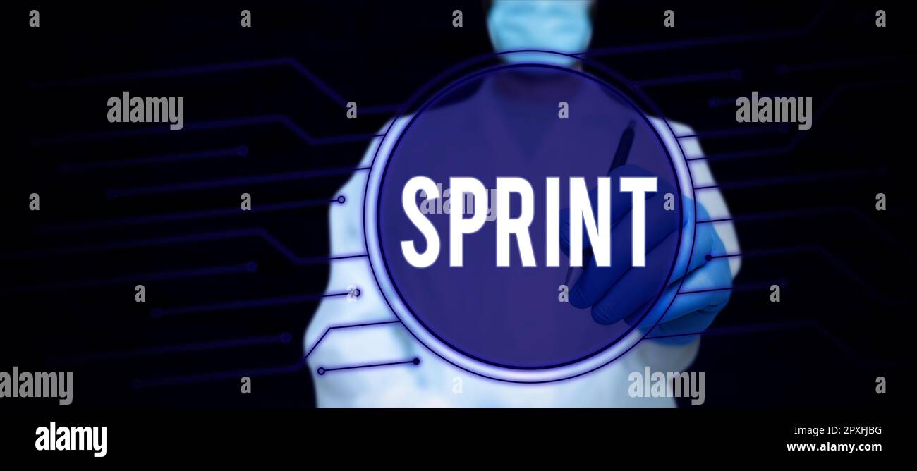 Writing displaying text Sprint, Business approach to move at top speed ...