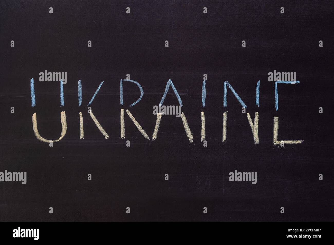 Word "Ukraine" writed on blackboard with chalk Stock Photo - Alamy