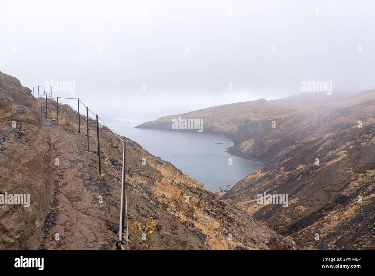Cliffs at Ponta de Sao Lourenco. Cape is the most eastern point of ...
