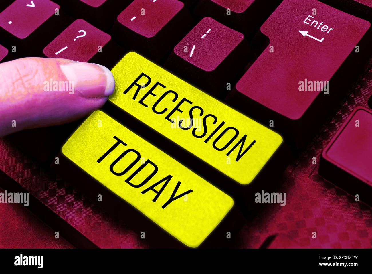 Text caption presenting Recession, Internet Concept the process of progressive decrease in ...