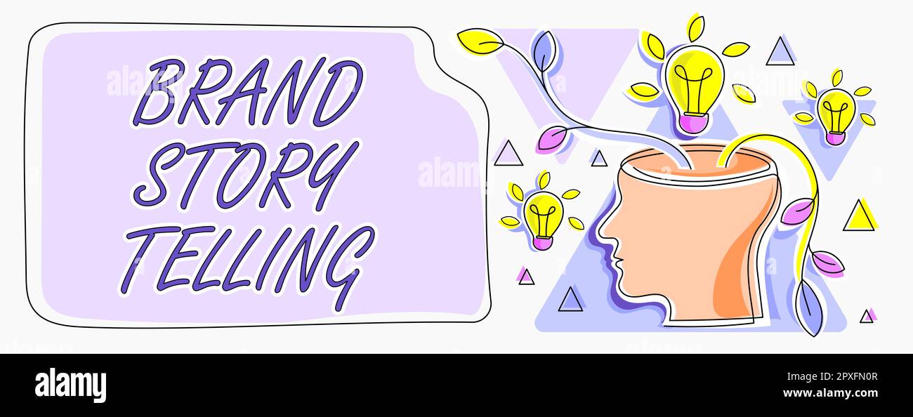 Text caption presenting Brand Story Telling, Internet Concept Breathing ...