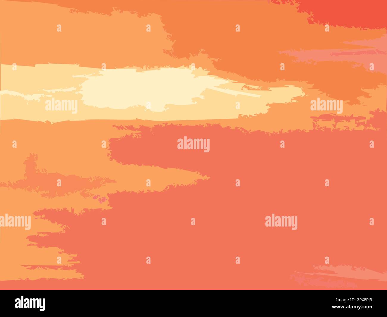 Illustration From Original Contemporary Abstract Art Painting - Orange Red Sky Sun Clouds Close ...