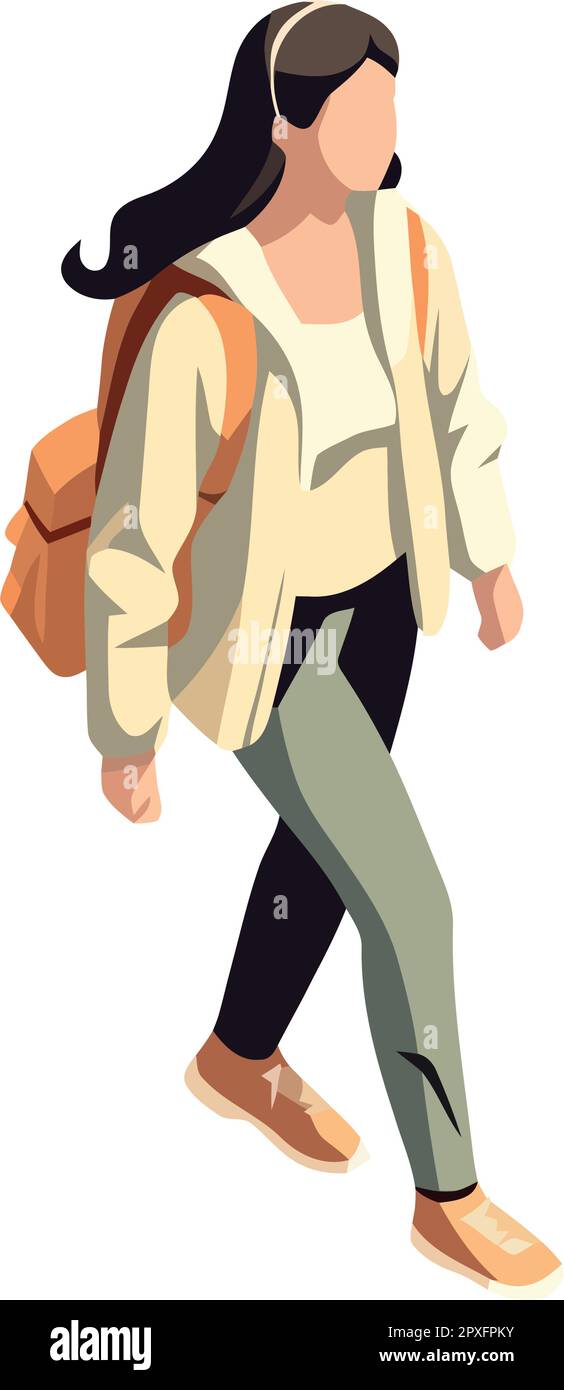 walking young woman with backapck Stock Vector Image & Art - Alamy