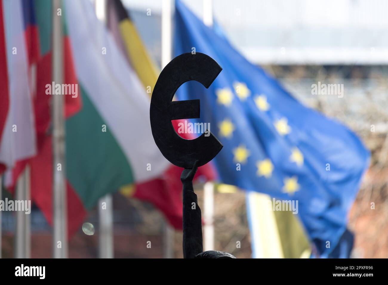 Bronze statue Europe from 1993 by May Claerhout, statue of Europa ...