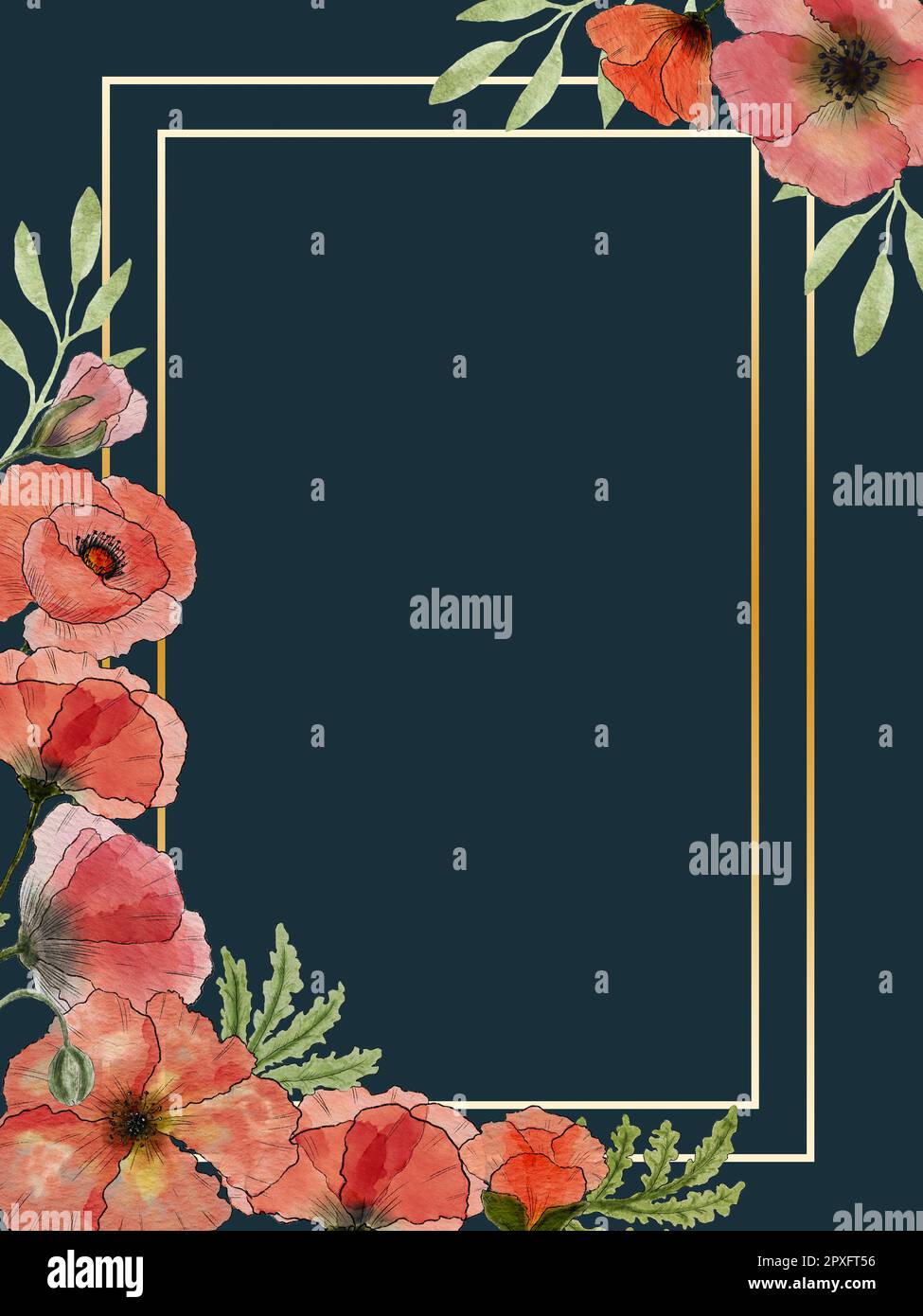 Poppy Floral Background Invitation Modern Wedding Invitation Card