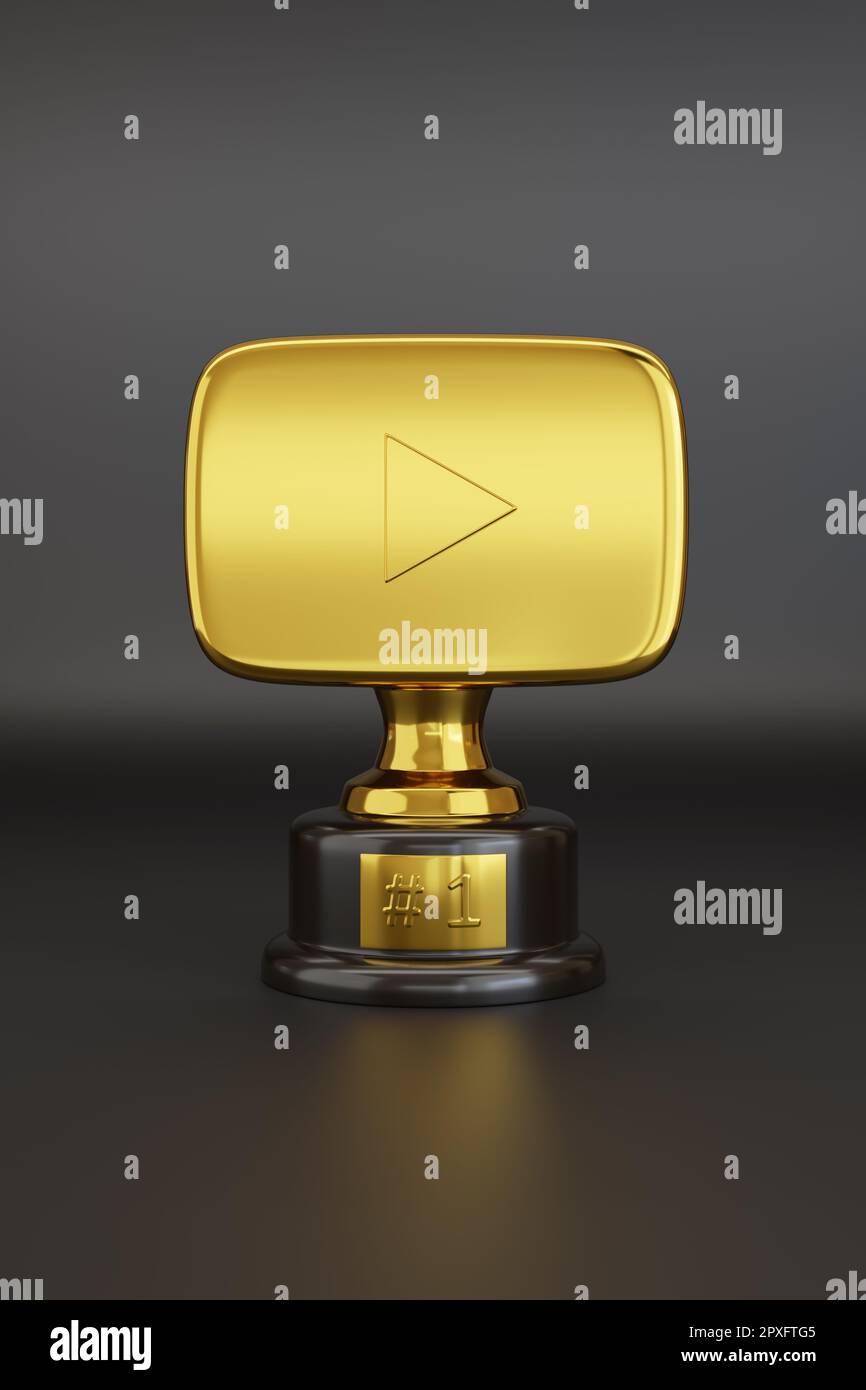 Buenos Aires, Argentina - April 9th, 2023: Golden trothy with Youtube ...