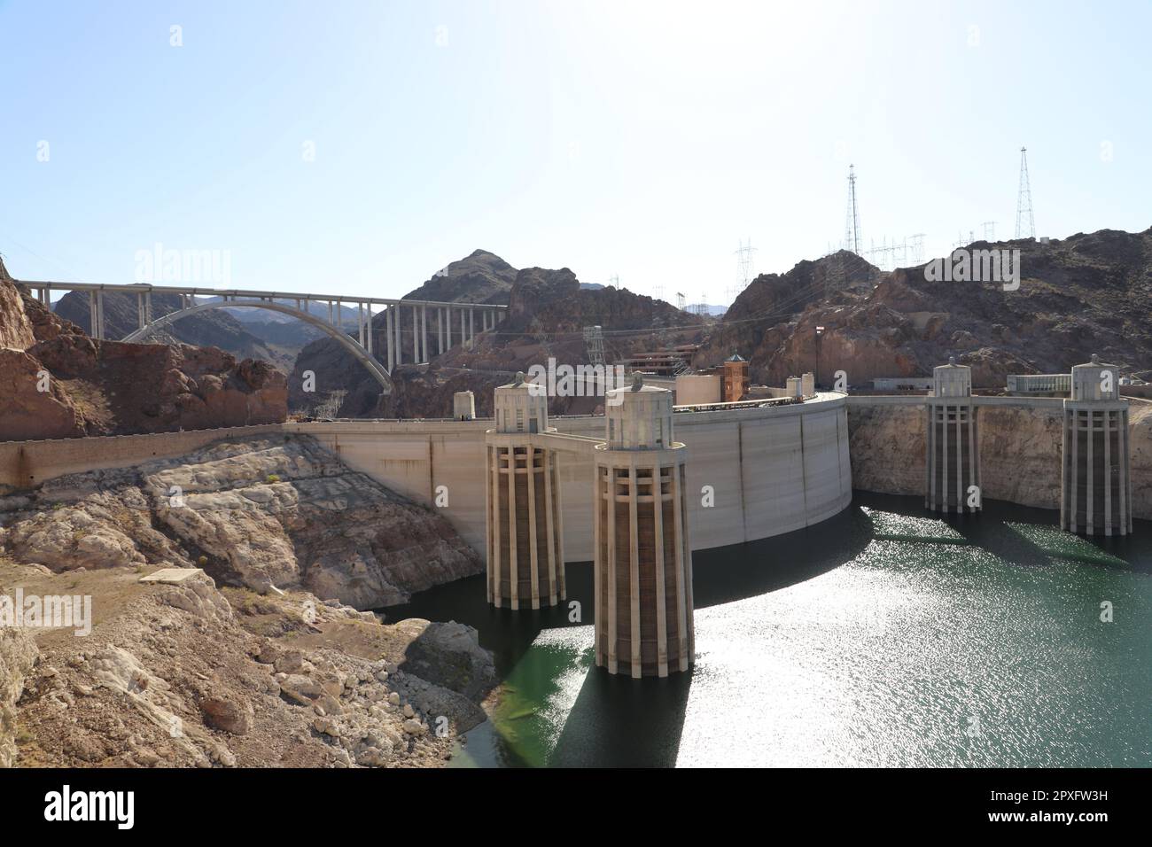View on the Hoover Dam (formerly Boulder Dam) in the Black Canyon of ...