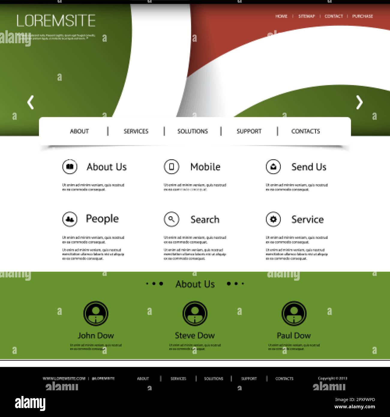 Website Template with Abstract Header Design - Curves Stock Vector ...