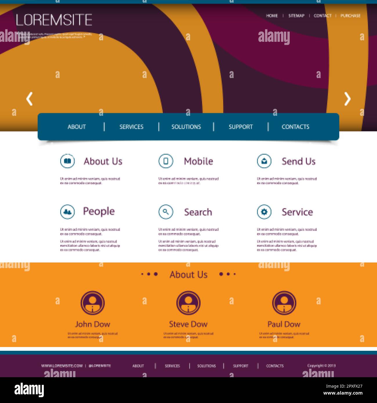 Website Template with Abstract Header Design - Curves Pattern Stock ...