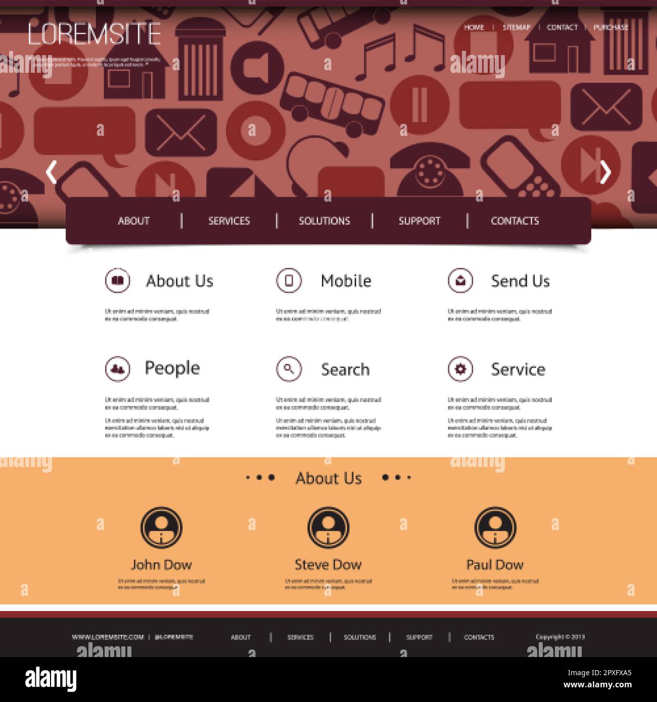 Website Template with Icons Stock Vector Image & Art - Alamy