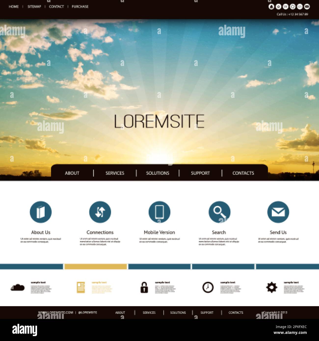 Website Design Template for Your Business with Sunset Image Background ...
