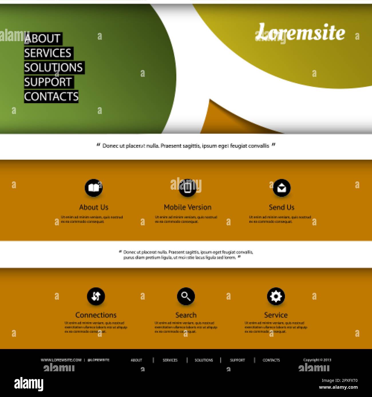 Website Template with Abstract Header Design - Curves Stock Vector ...