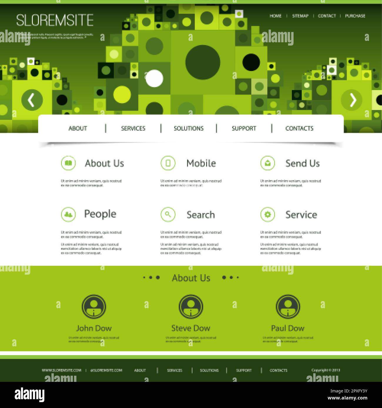 Website Template with Green Abstract Header Design Stock Vector Image ...