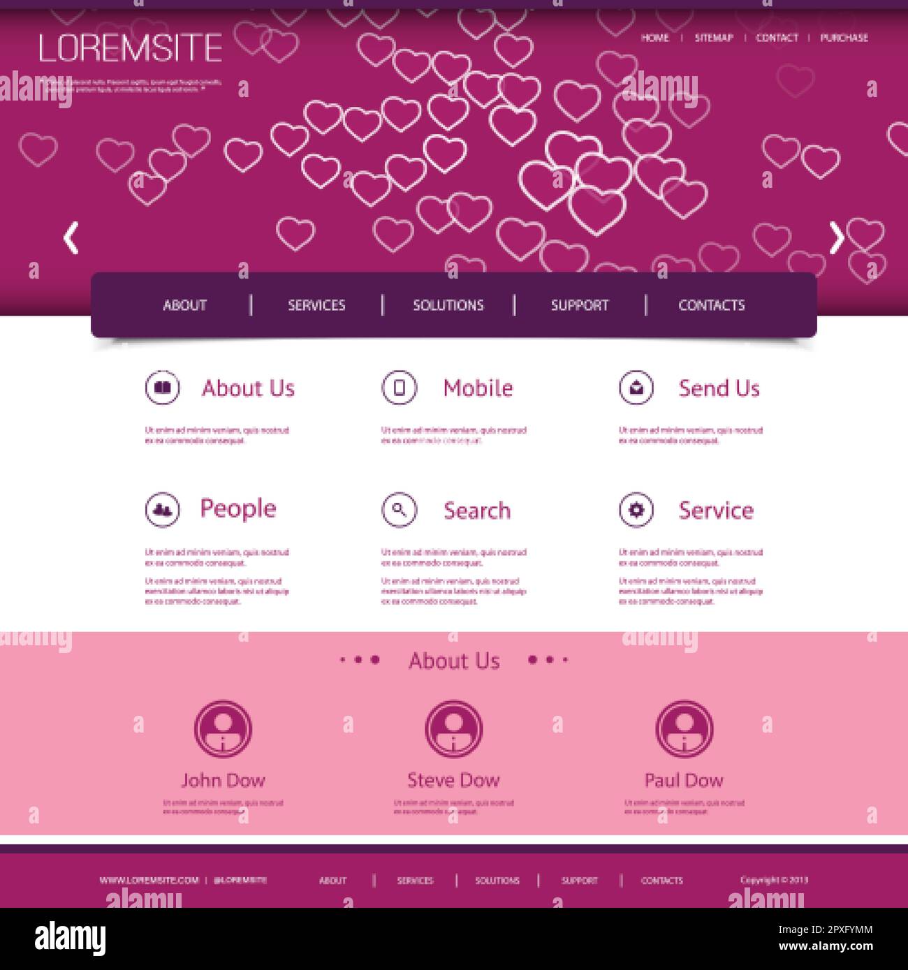Website Template Design with Hearts Design Stock Vector Image & Art - Alamy