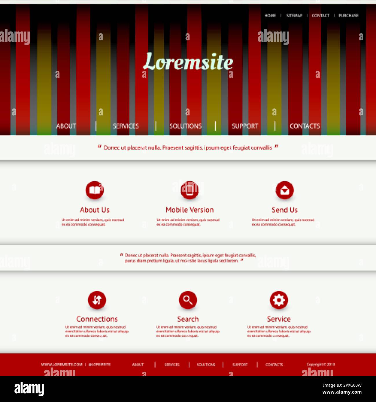 Website Template with Colorful Striped Header Design Stock Vector Image ...