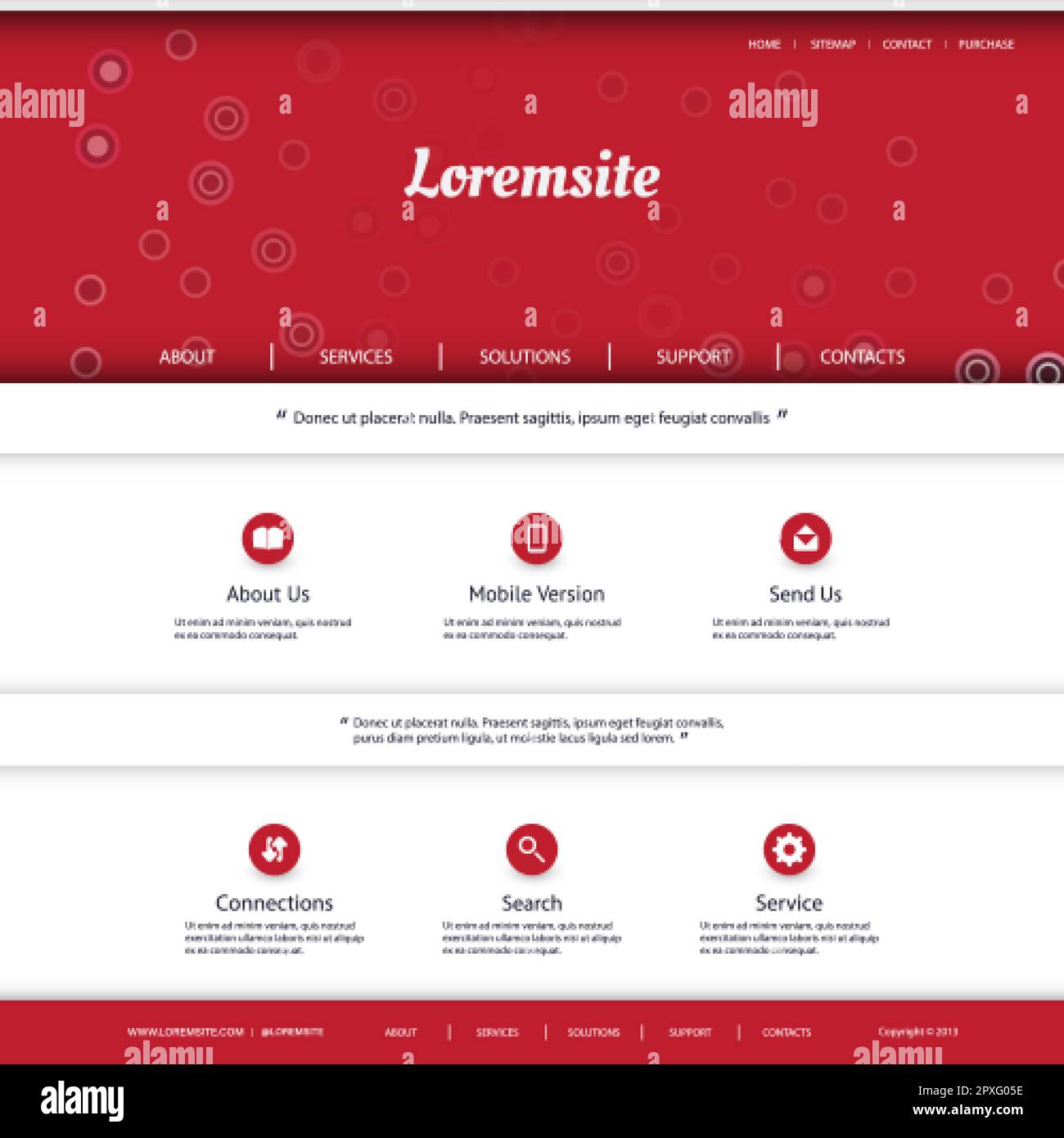 Website Template with Red Header Design Stock Vector Image & Art - Alamy