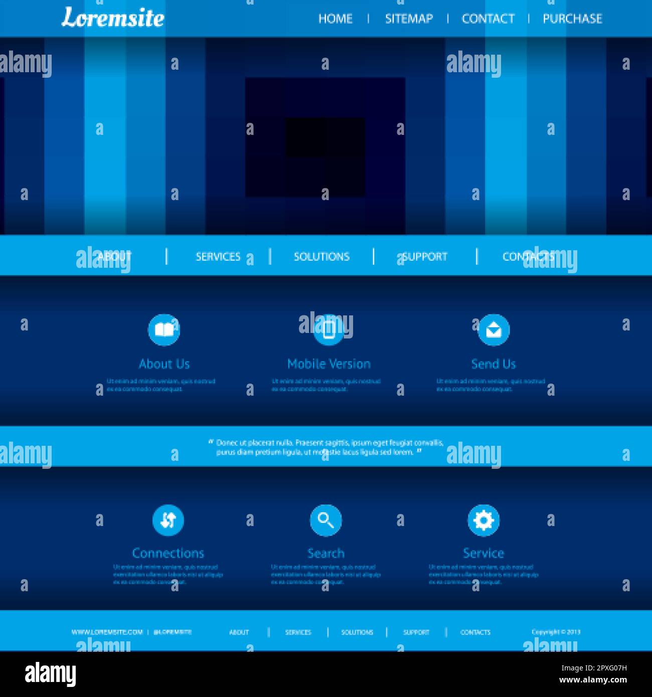 Website Template with Blue Abstract Header Design Stock Vector Image ...