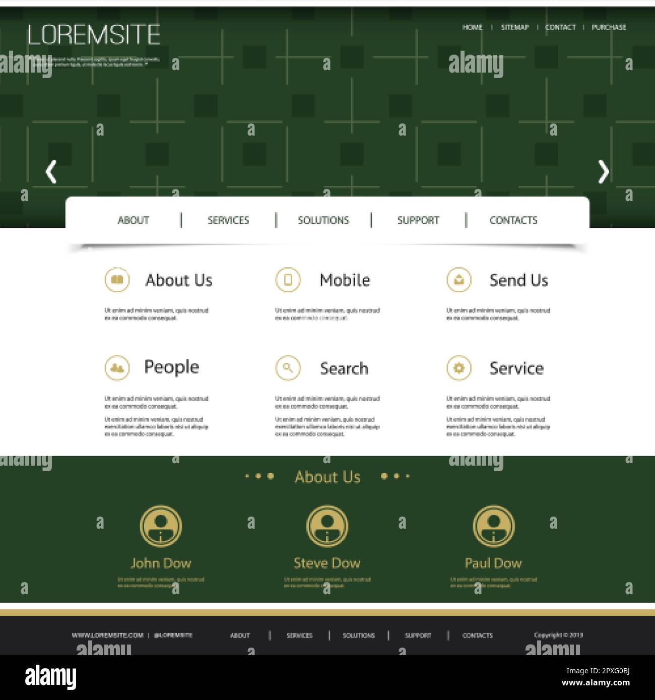 Website Template with Green Abstract Header Design Stock Vector Image ...