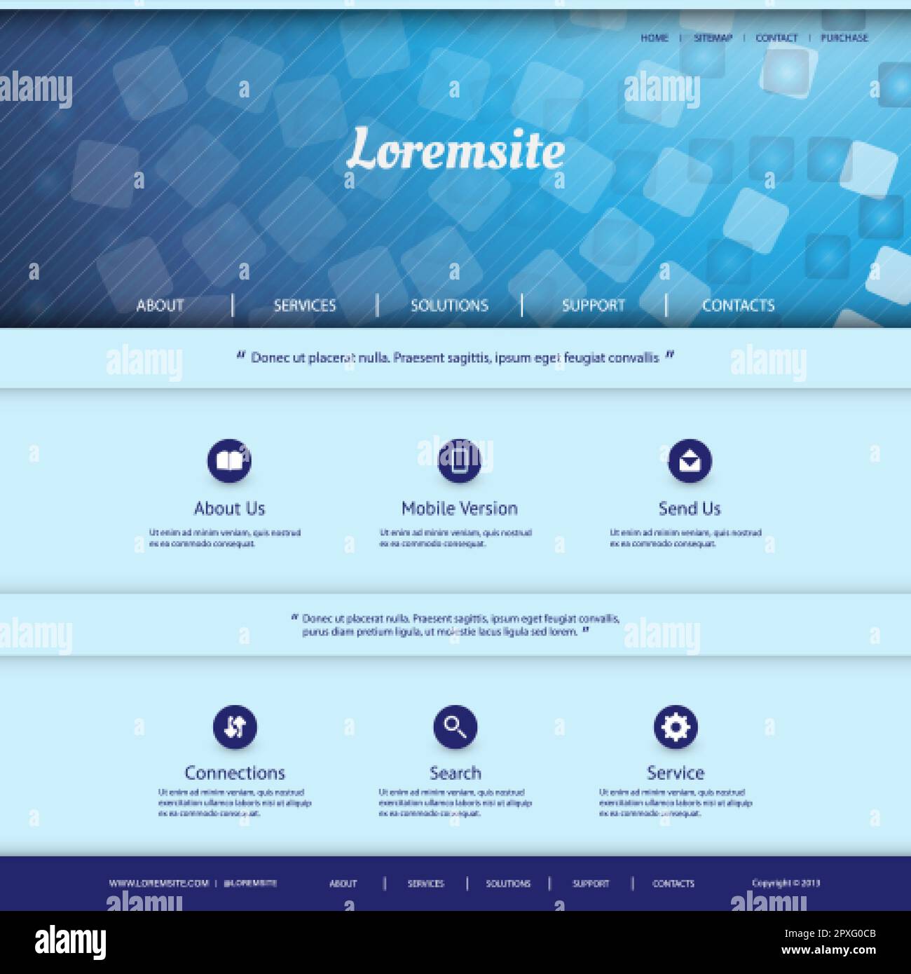 Website Template with Abstract Blue Header Design Stock Vector Image ...