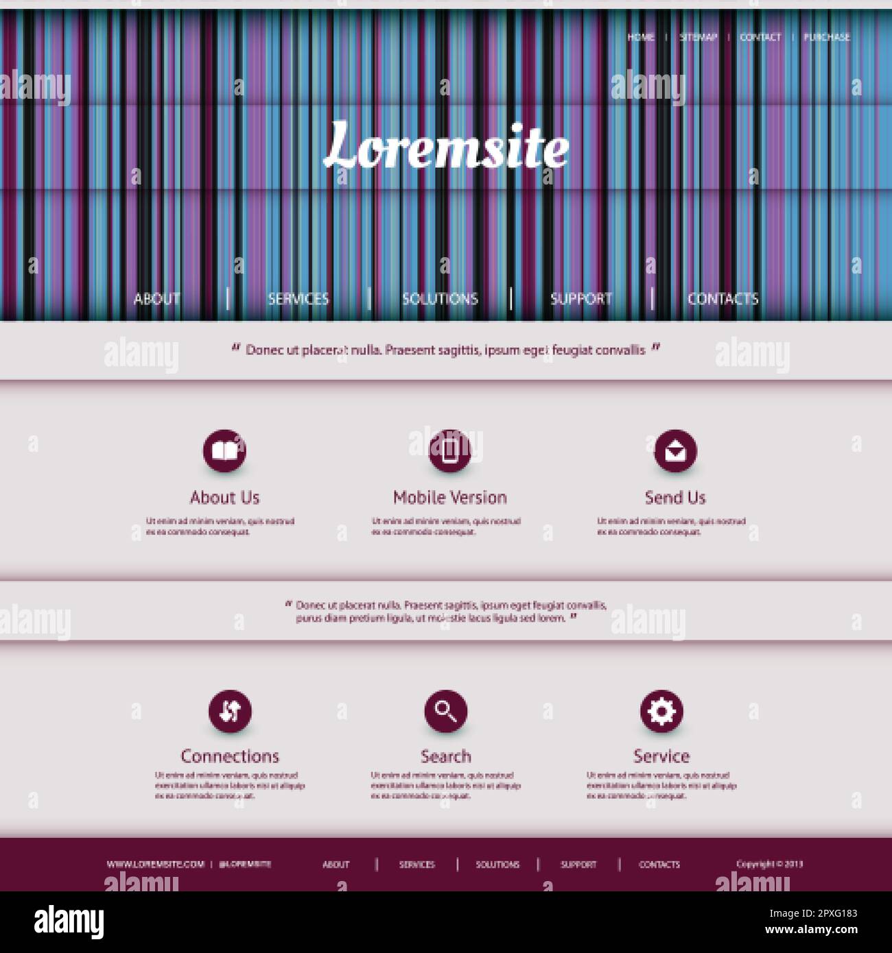 Website Template with Abstract Header Design - Vertical Bars Stock ...
