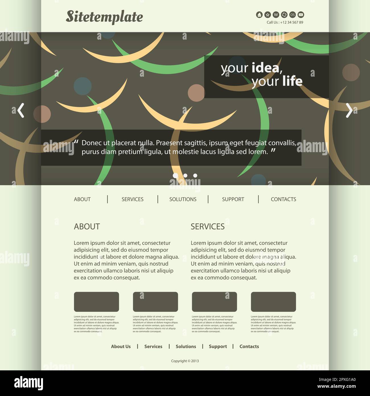 Website Template with Abstract Figures Silhouettes Stock Vector Image ...