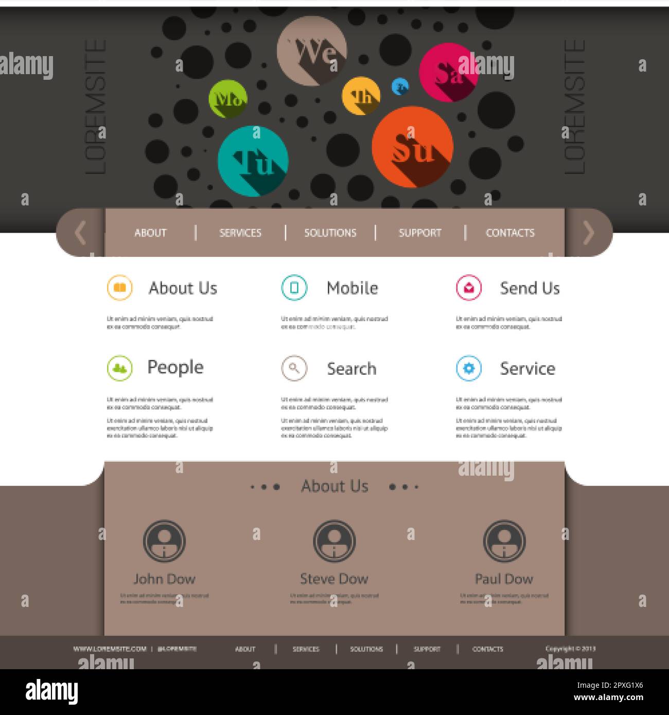 Website Template with Abstract Header Design - Colorful Circles Pattern ...