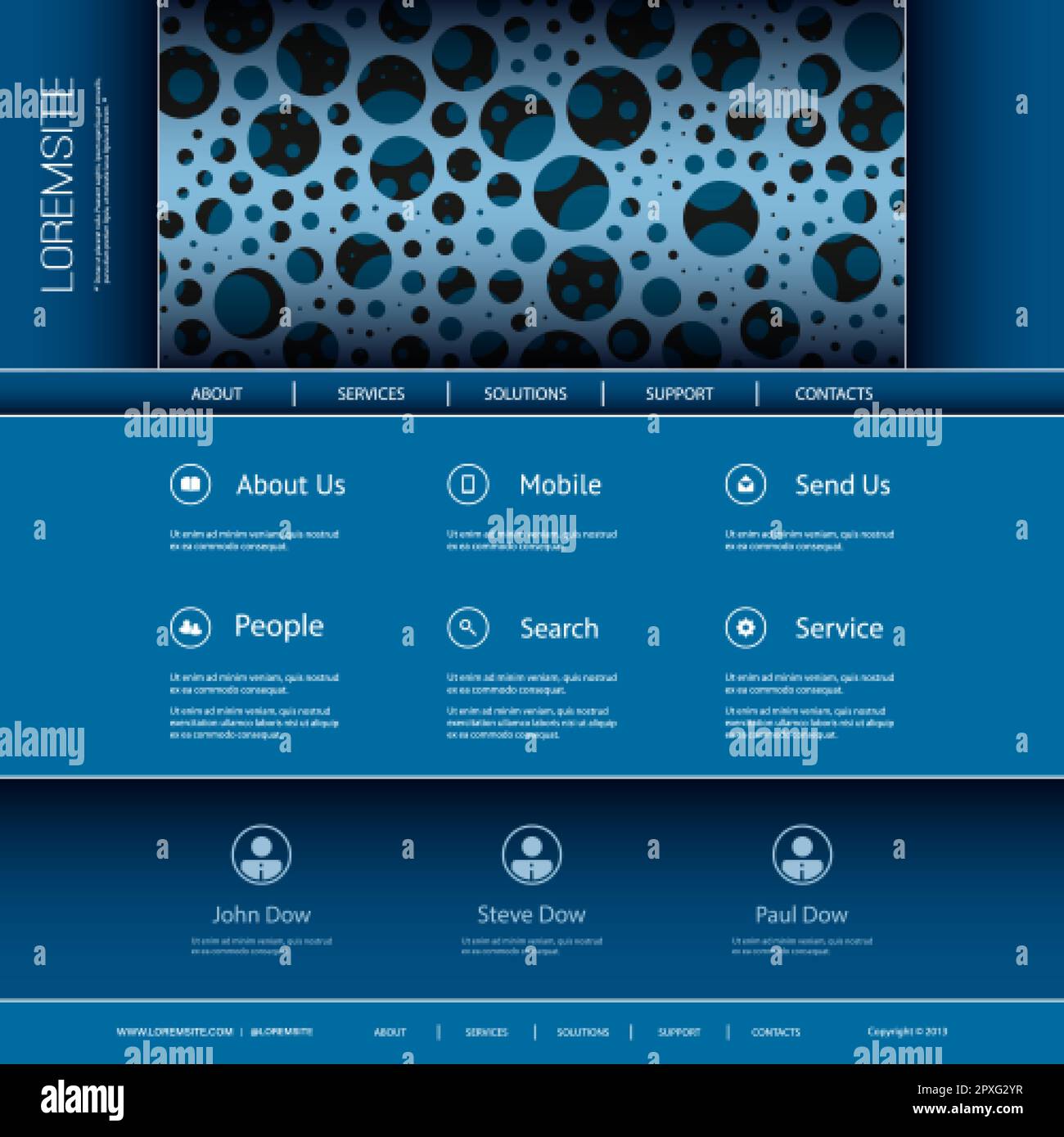 Website Template with Abstract Header Design - Blue Bubbly Pattern ...