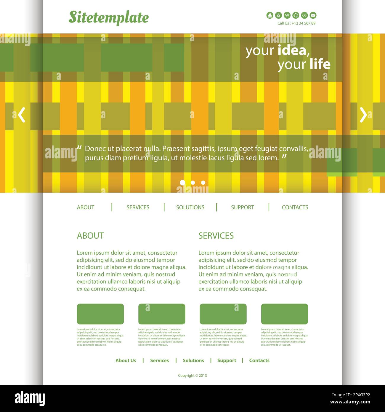 Website Template with Colorful Abstract Striped Header Design Stock ...