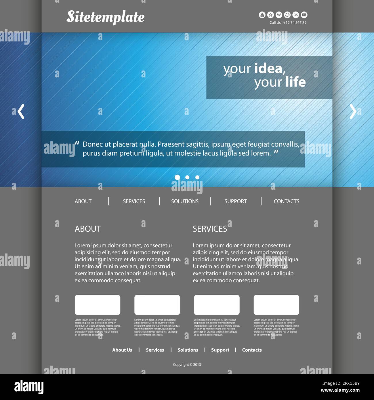 Website Template with Striped Header Design Stock Vector Image & Art ...