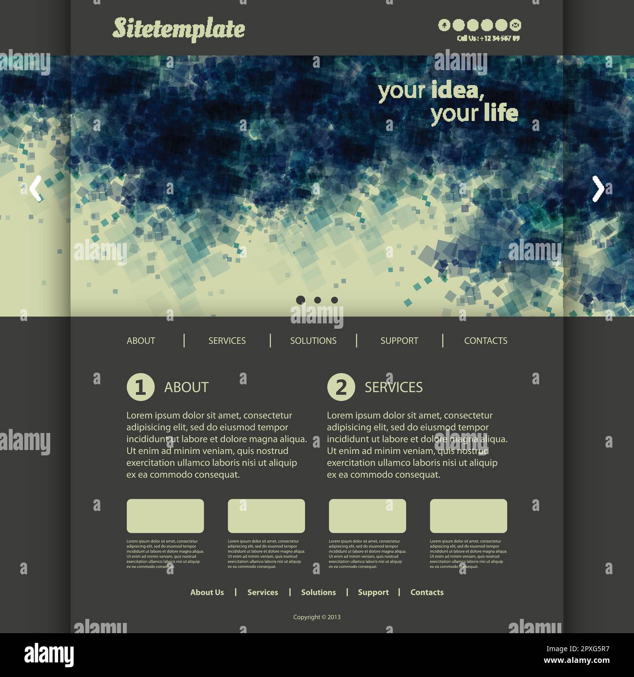 Website Template with Abstract Header Design Stock Vector Image & Art ...