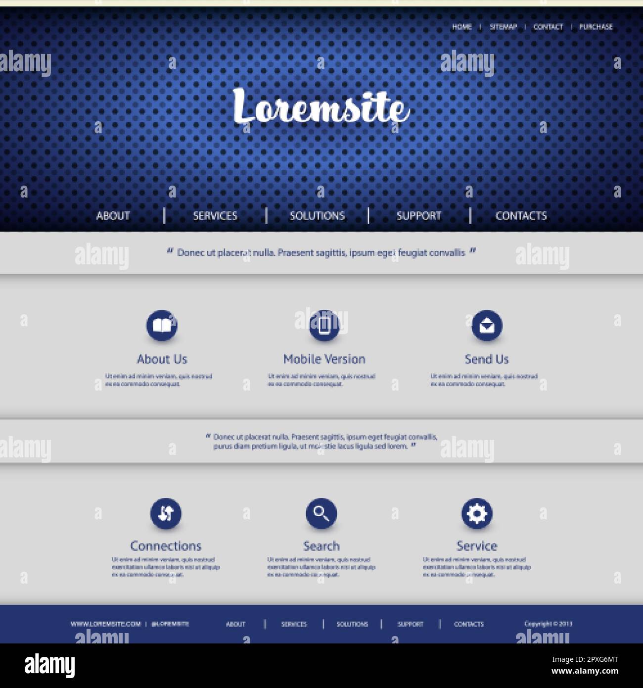 Website Template with Abstract Perforated Header Design Stock Vector ...