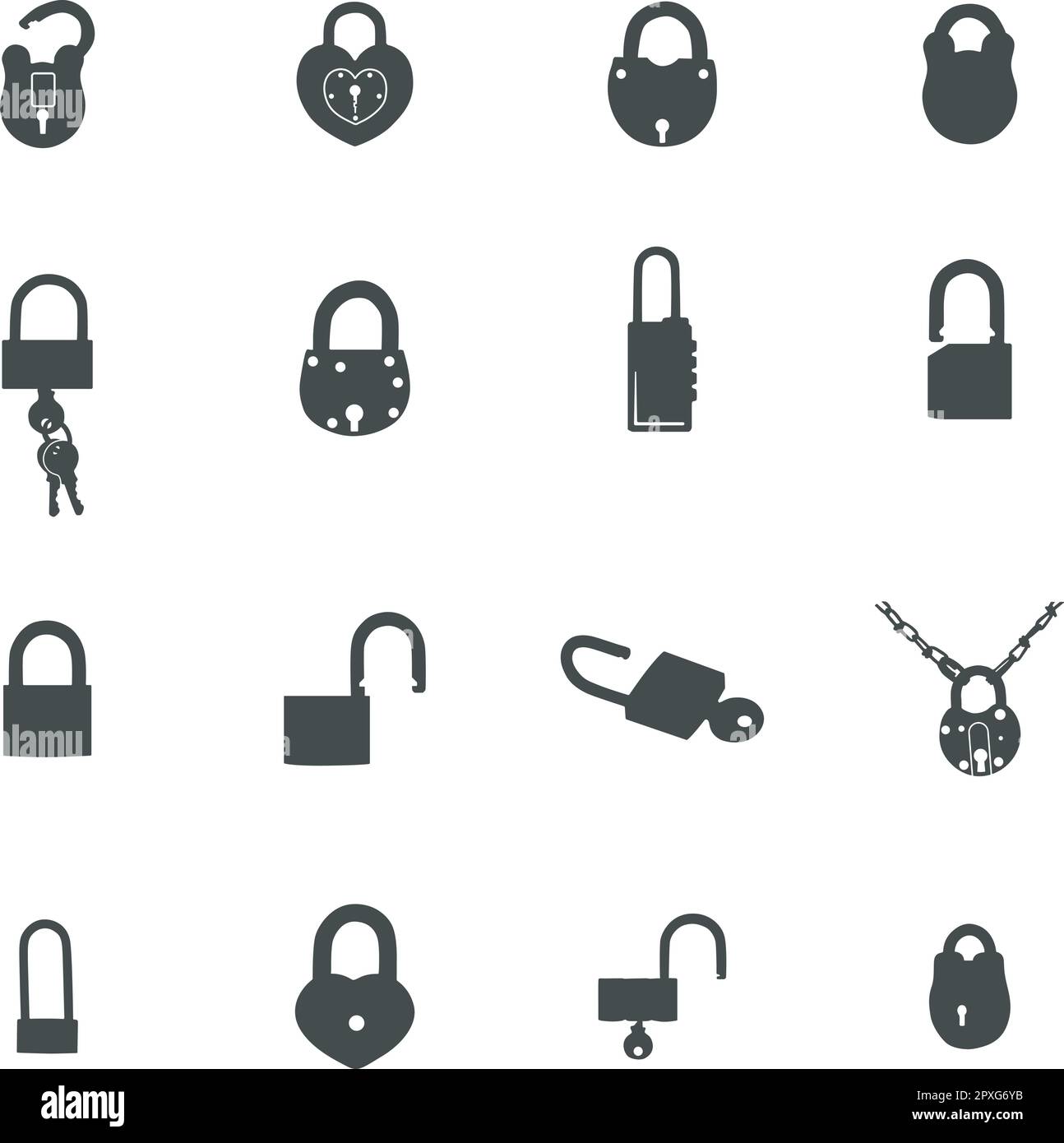 Lock silhouettes, Lock icon collection, Lock vector, lock icon Stock ...