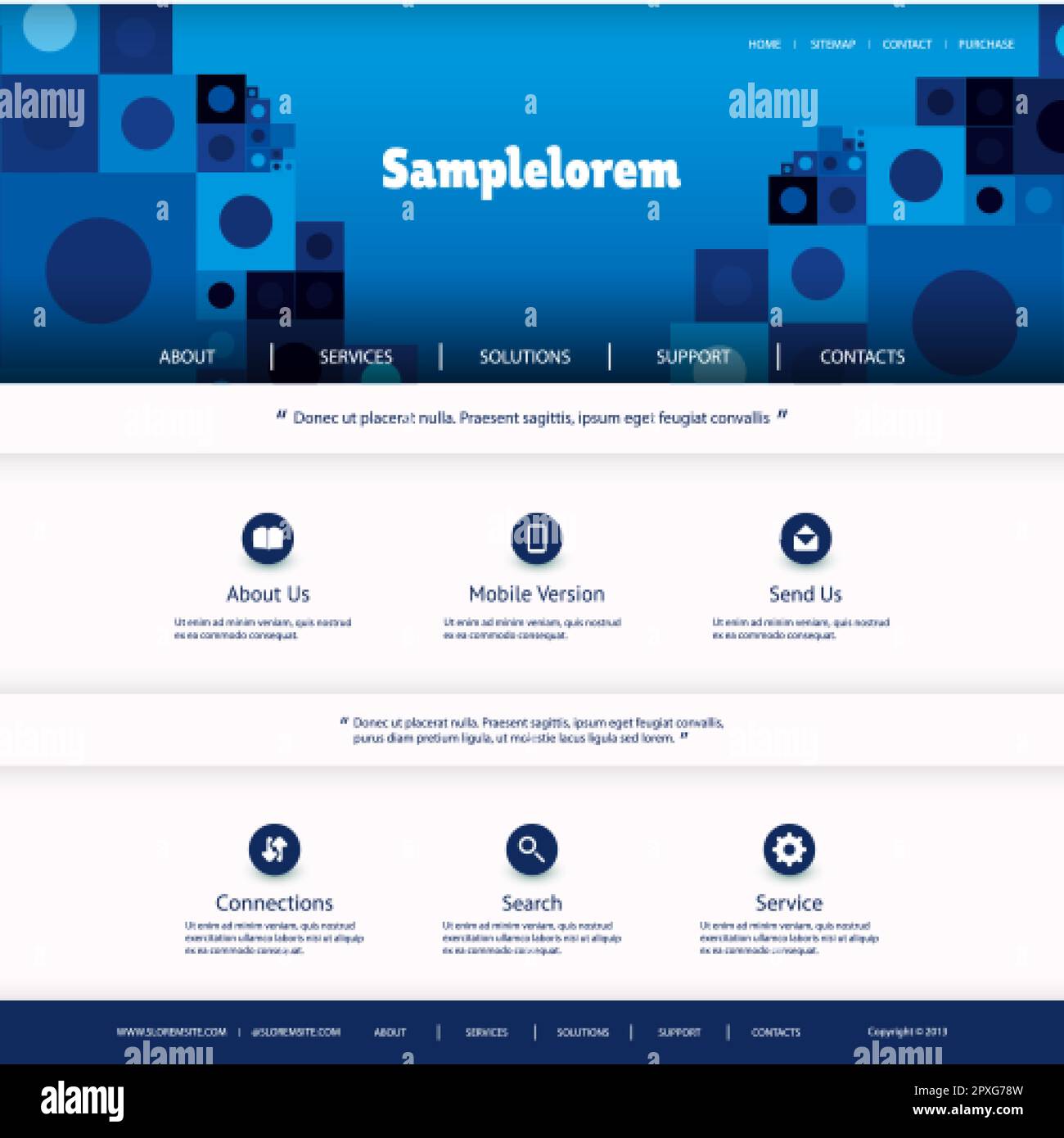 Website Template with Blue Abstract Header Design Stock Vector Image ...