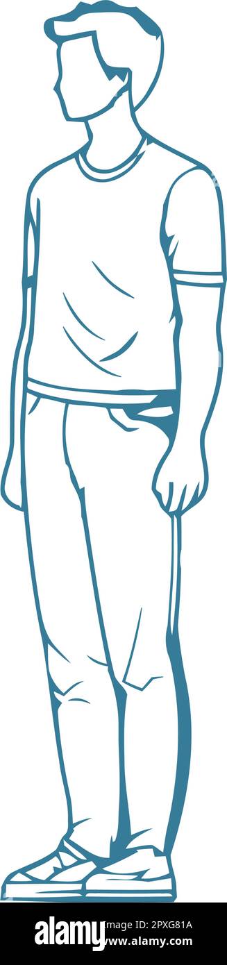standing young man sketch style Stock Vector Image & Art - Alamy