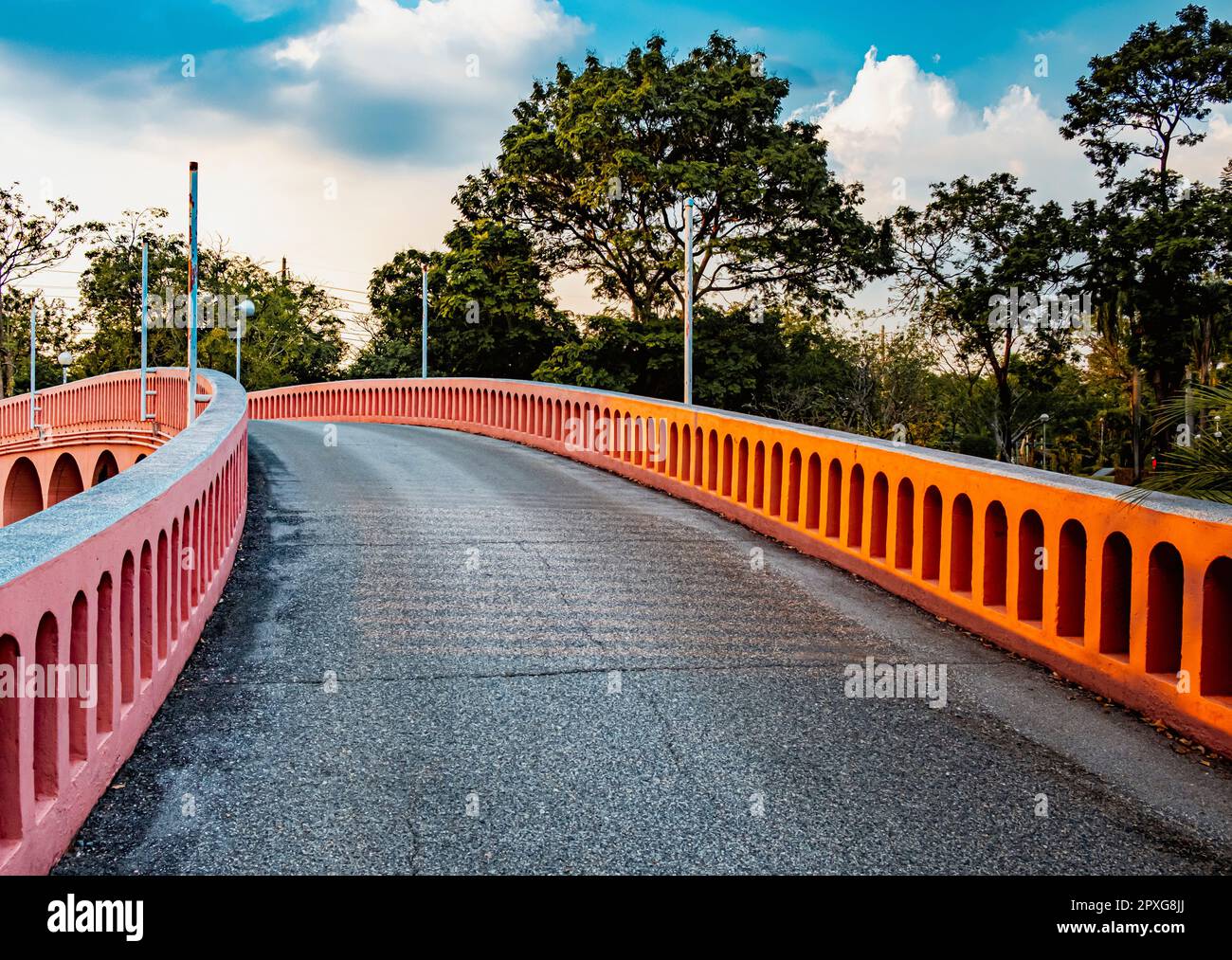 red bridge in Chatuchak Park Bangkok Thailand Stock Photo - Alamy