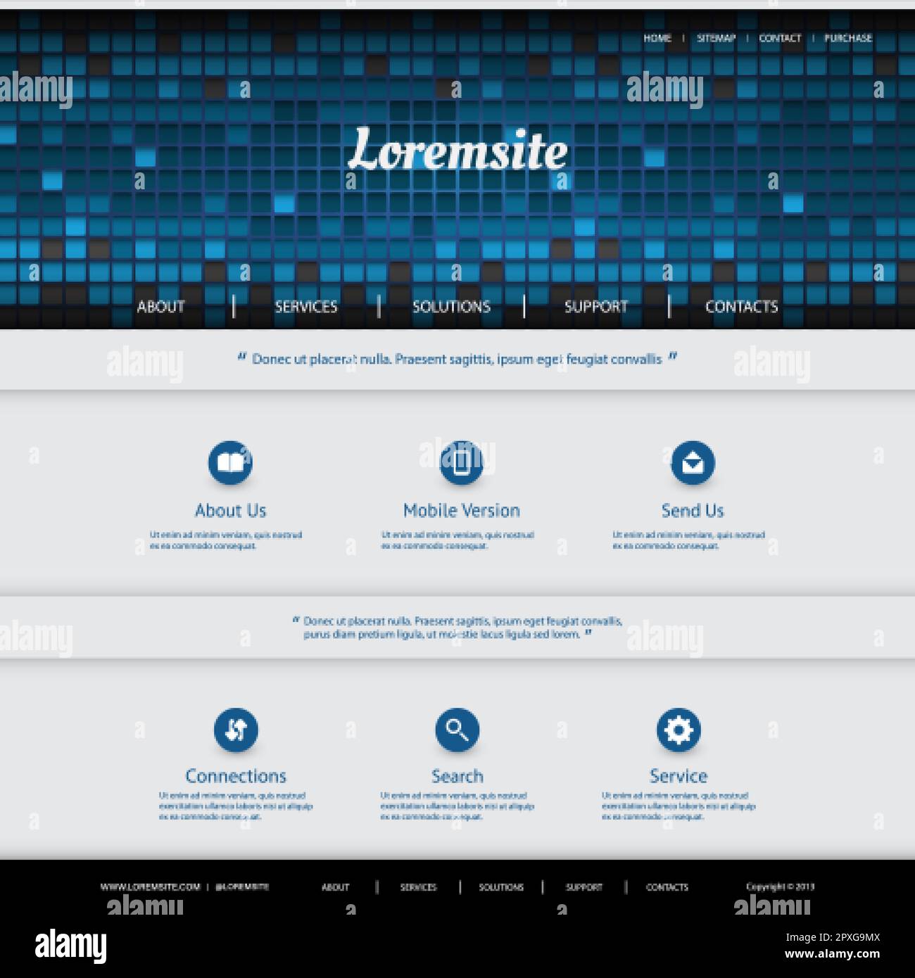 Website Template Design with Blue Checkered Header Stock Vector Image ...