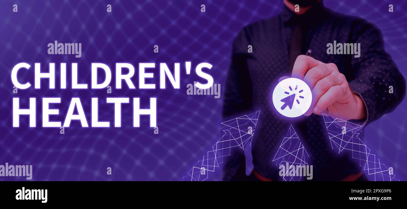 Sign displaying Children's Health, Business concept kid condition of ...