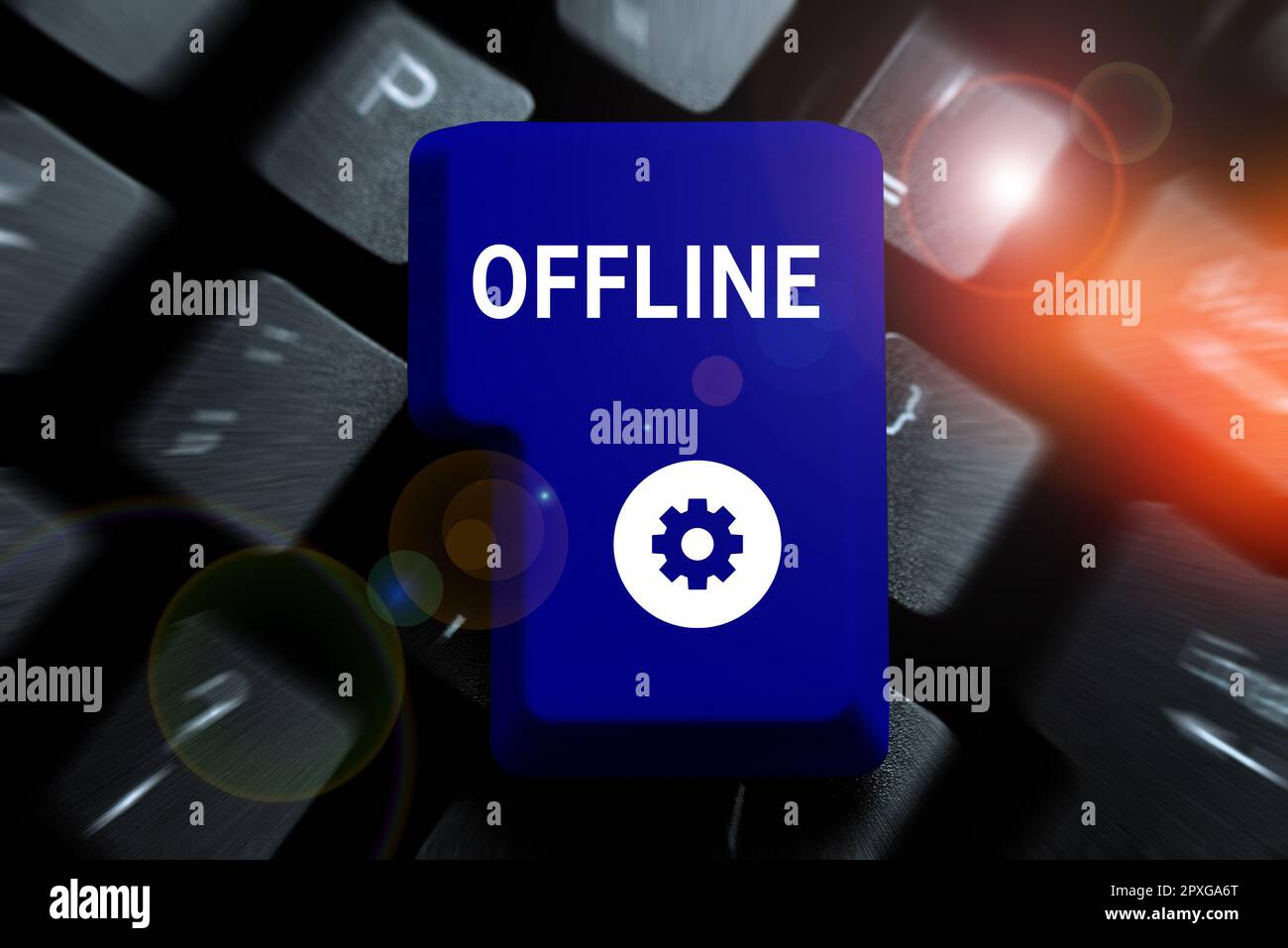 Writing displaying text Offline, Conceptual photo Not having directly ...