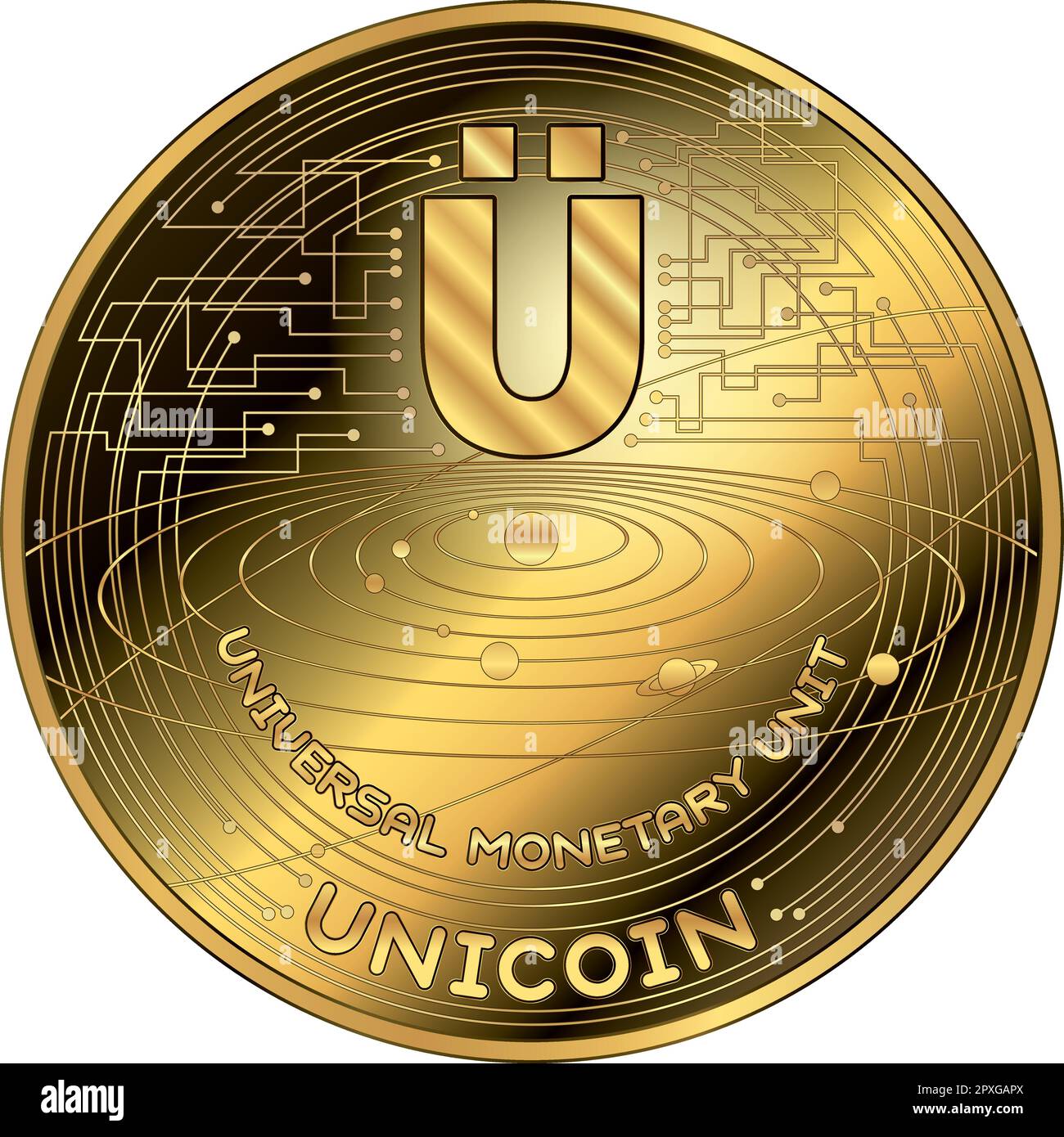 Unicoin cryptocurrency fantasy gold token, vector illustration Stock Vector Image & Art - Alamy