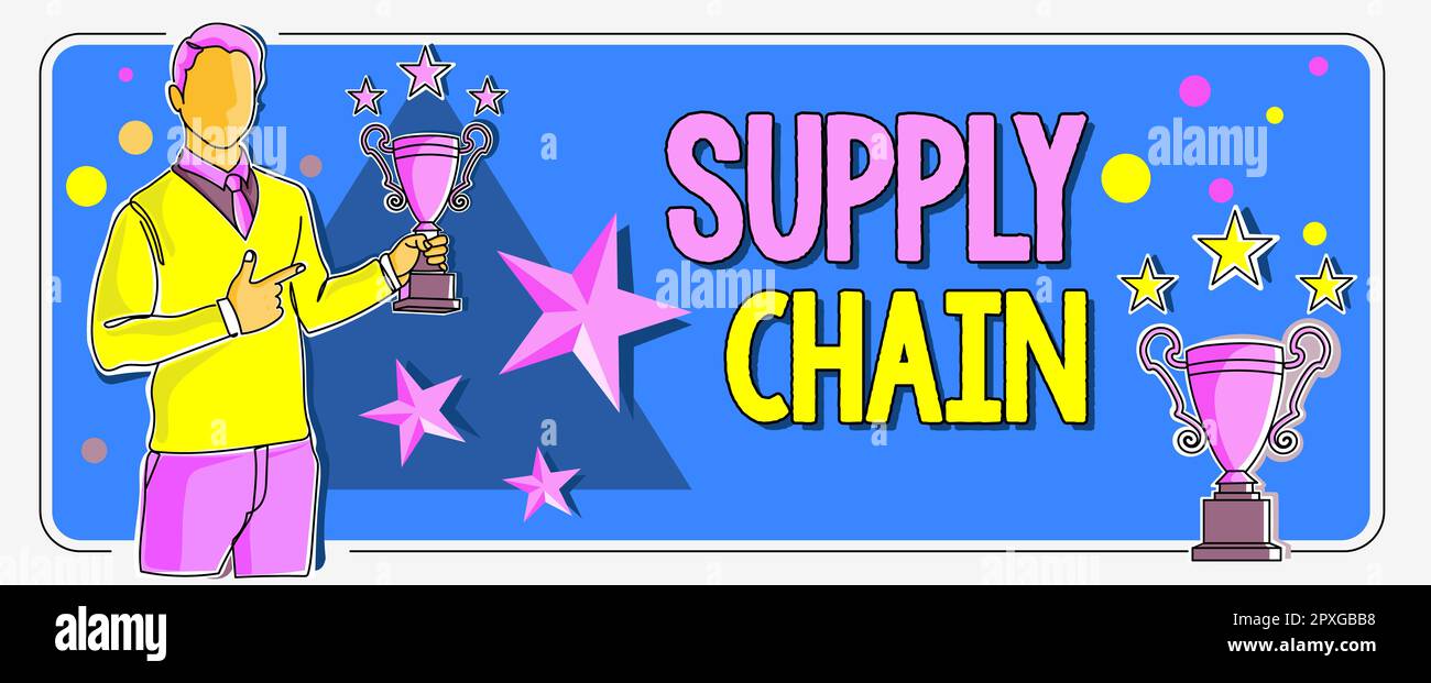 Text Caption Presenting Supply Chain Word For System Of Organization And Processes From