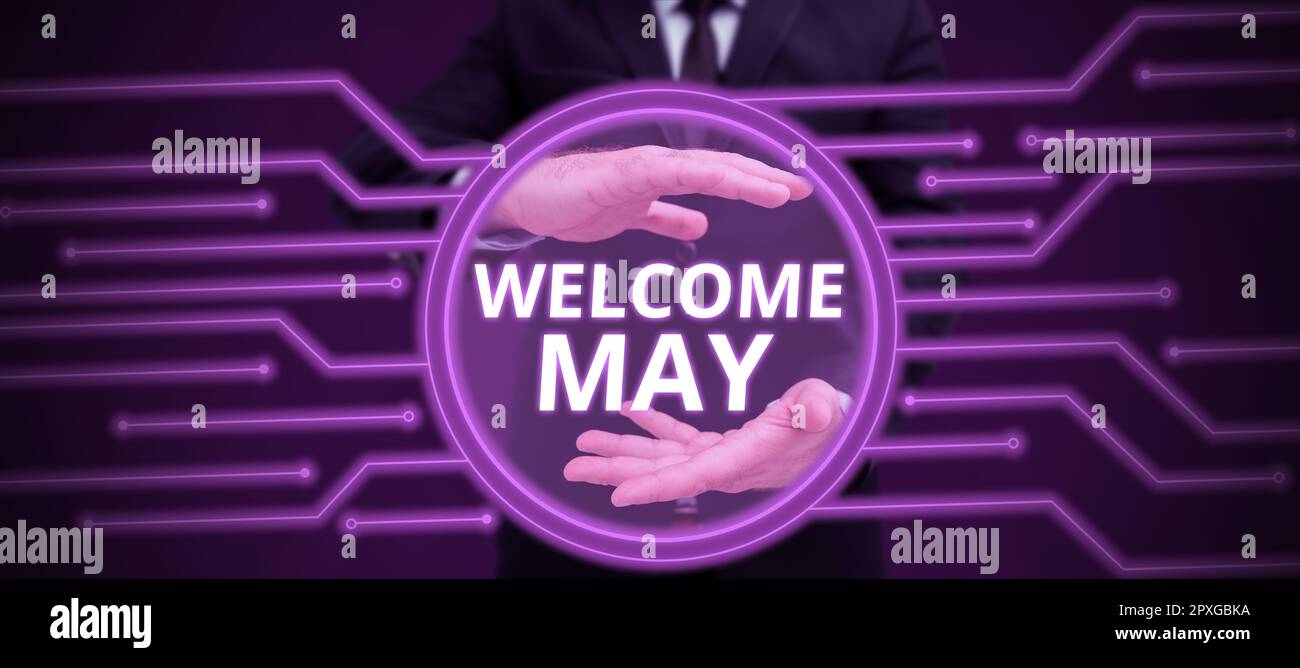 Hand writing sign Welcome May, Business overview Calendar Sixth Month ...