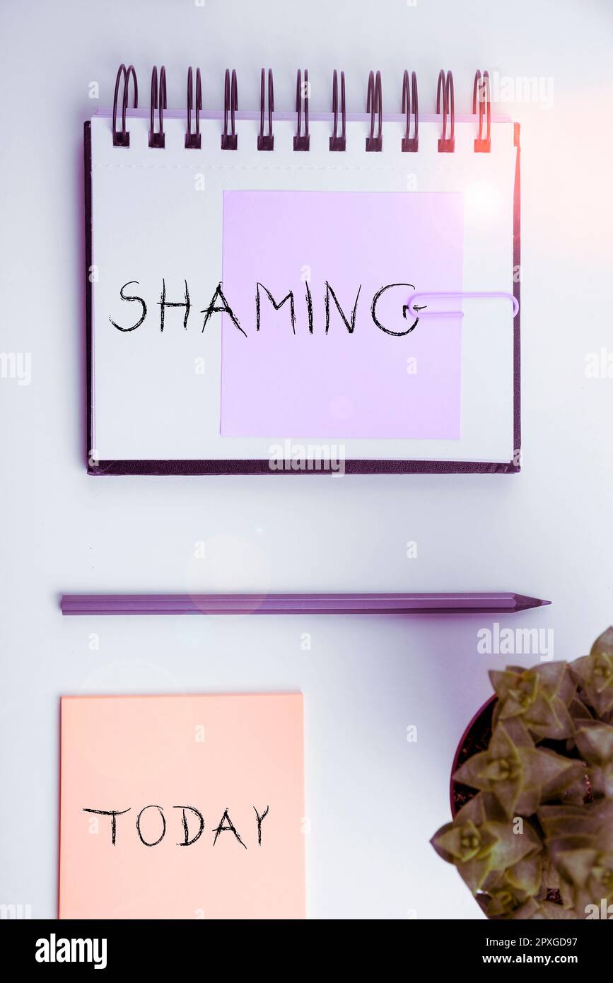 Conceptual caption Shaming, Word for subjecting someone to disgrace ...