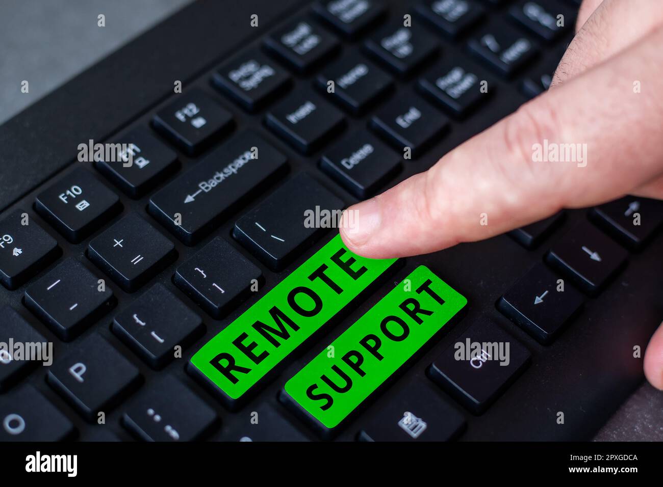 Sign displaying Remote Support, Business showcase help end-users to ...