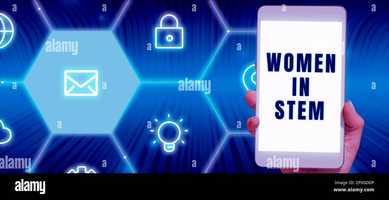 Hand writing sign Women In Stem, Word Written on Science Technology ...