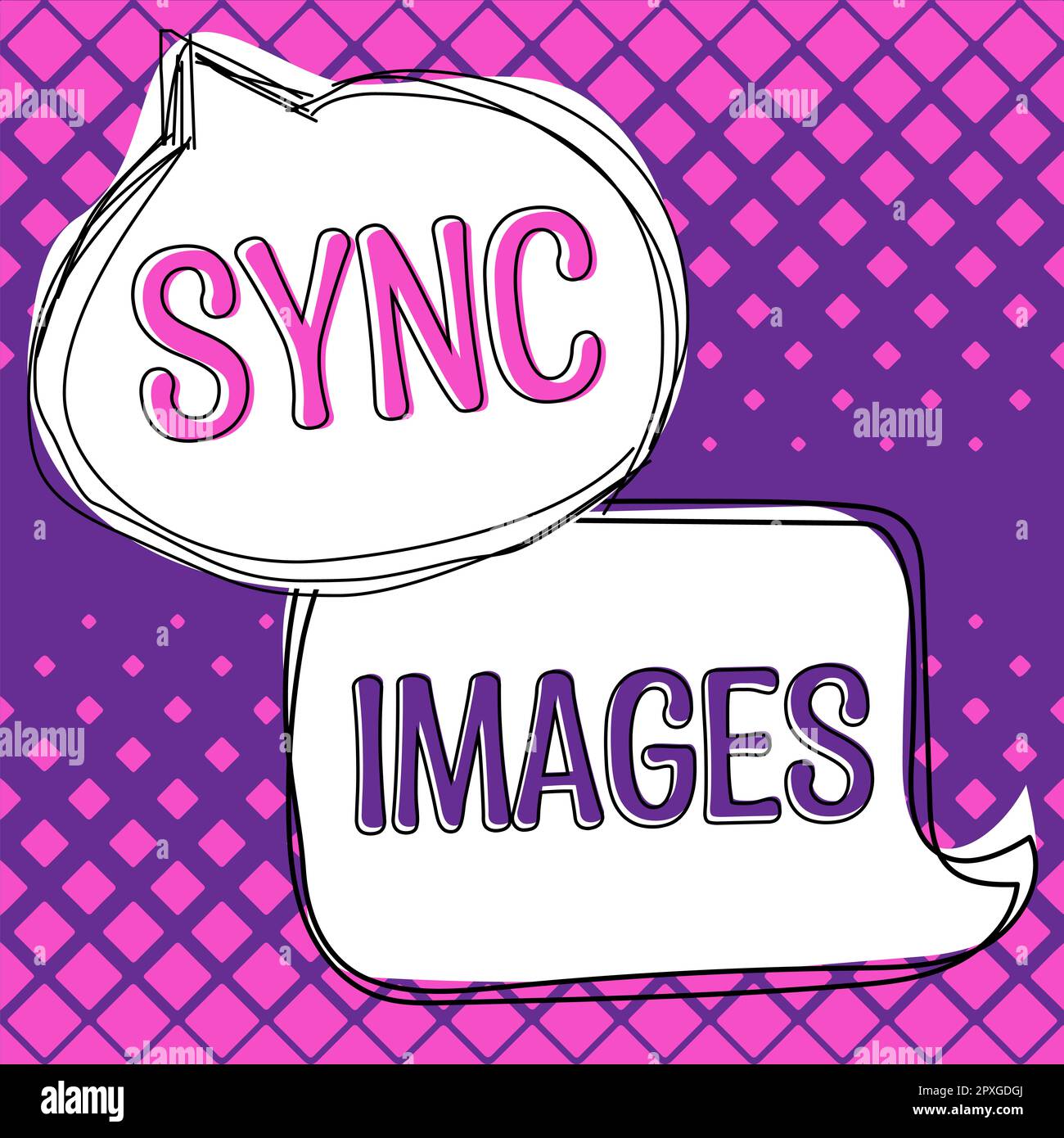 Text sign showing Sync Images, Business idea Making photos identical in ...
