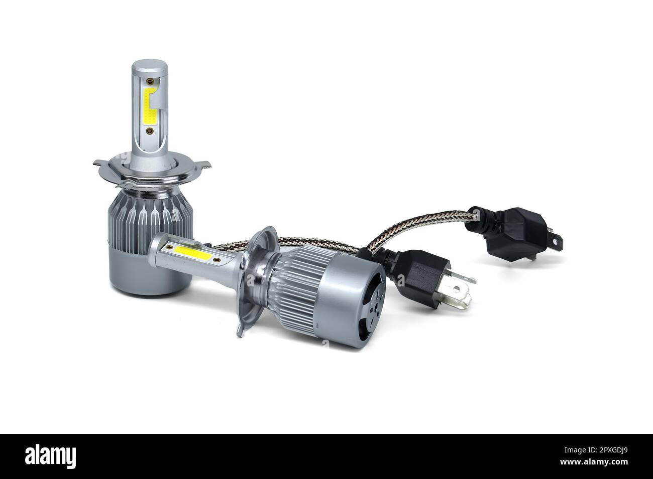 Vehicles H4 LED headlight bulbs isolated on white background, vehicles ...