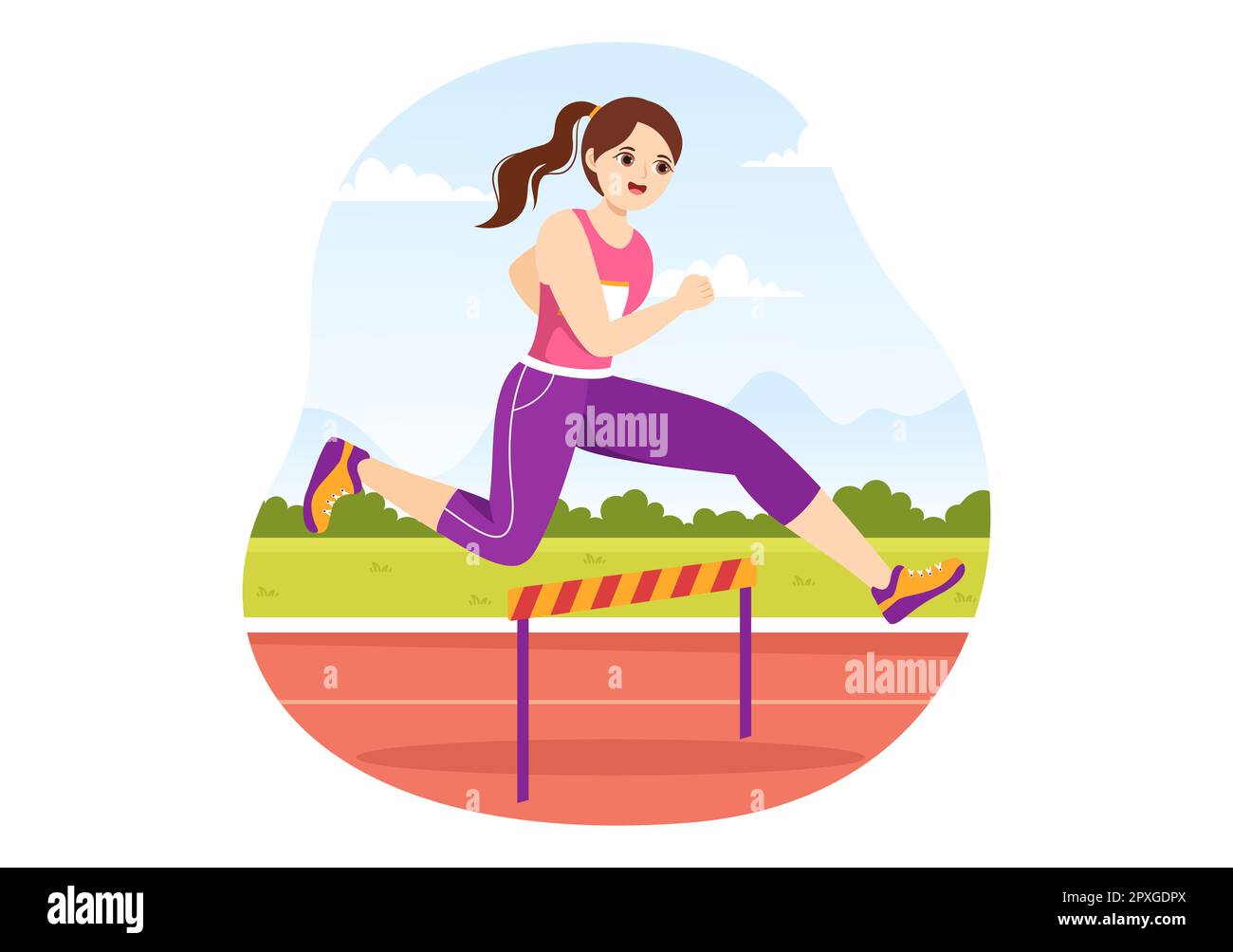Athlete Run Hurdle Long Jump Sportsman Game Illustration in Obstacle ...