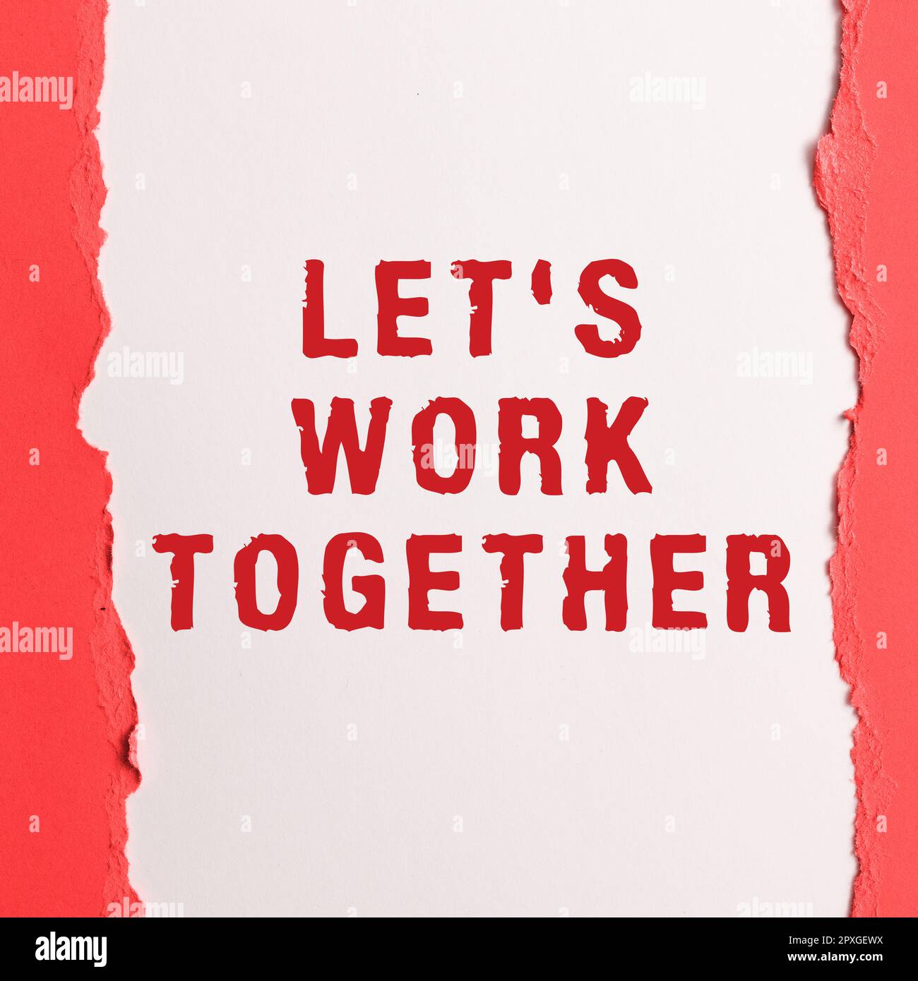 Hand writing sign Let's Work Together, Word for Unite and Join Forces ...