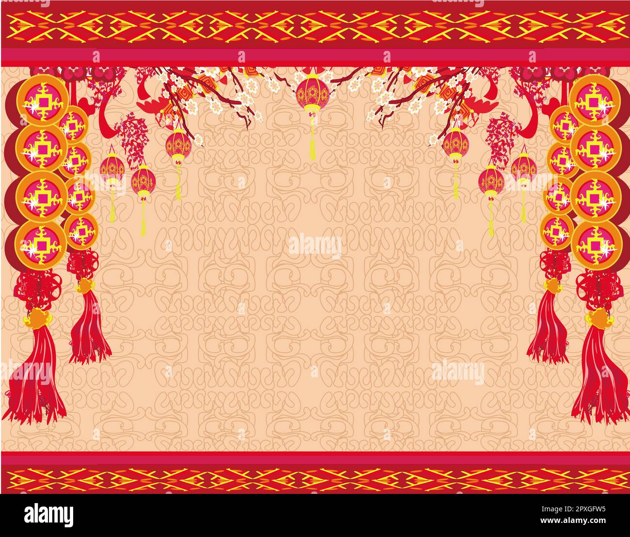 Chinese New Year with lanterns - frame Stock Photo - Alamy