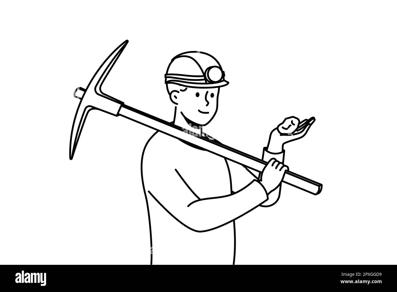 Dirty male miner in helmet holding jewel in hands. Man working in mine ...